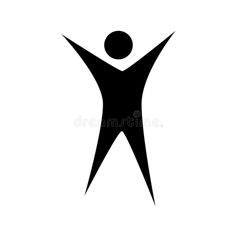 Man with His Hands Up on a White Background. Man with Raised Hands Icon ...