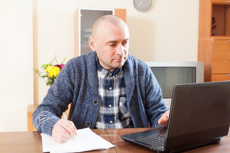Man at his laptop stock image. Image of indoors, email - 38279847