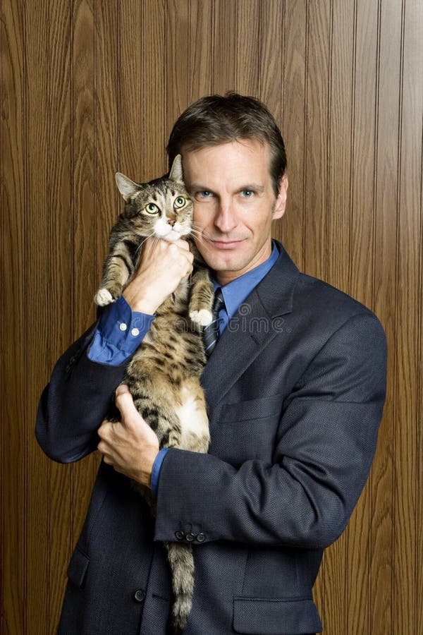 Man and his pet cat stock image. Image of friend, concept - 8240965