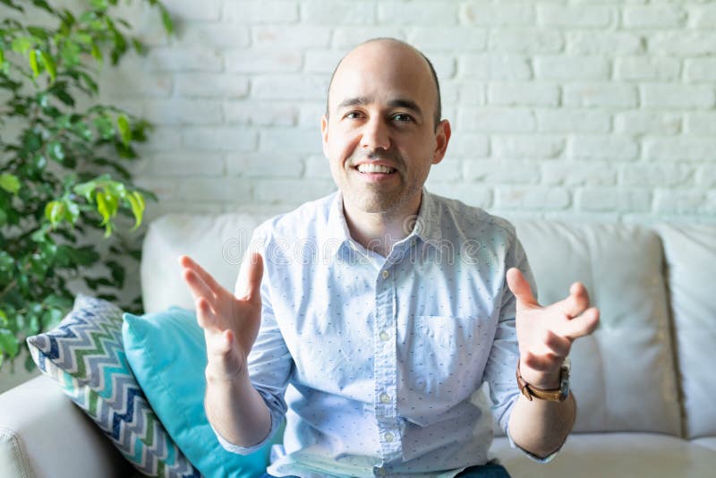 Man in His 30s Talking during Video Call Stock Photo - Image of casual ...
