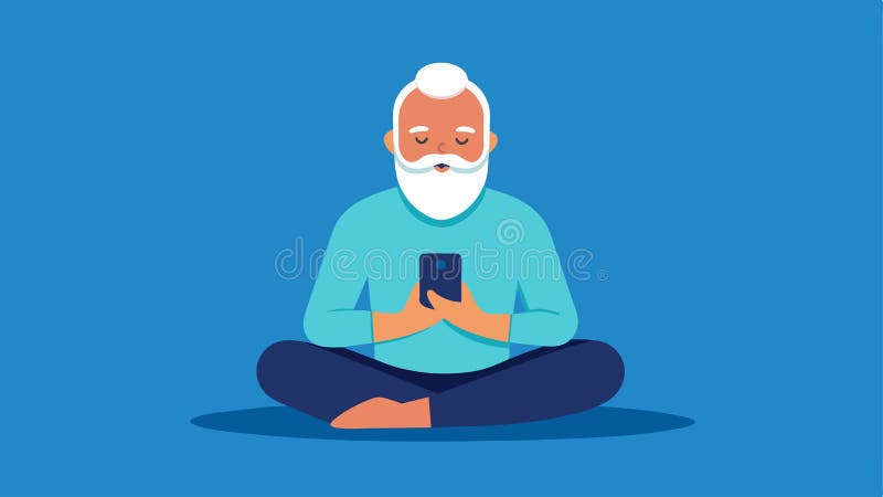 A Man in His 80s Using a Mindfulness App on His Smartphone To Practice ...