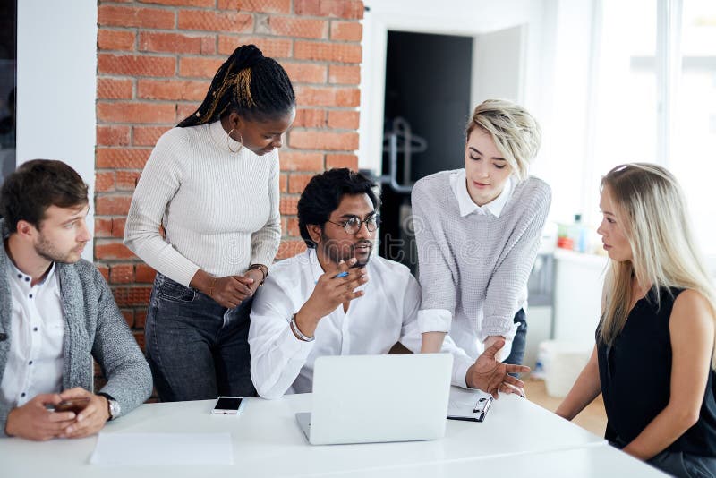 Man and His Team are Thinking about Problems in Industry Stock Image ...