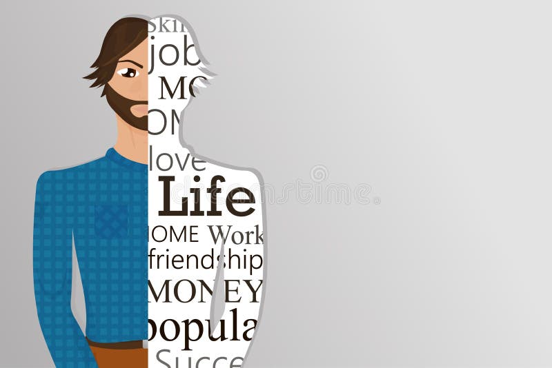 The man and his thoughts stock vector. Illustration of beard - 100727540