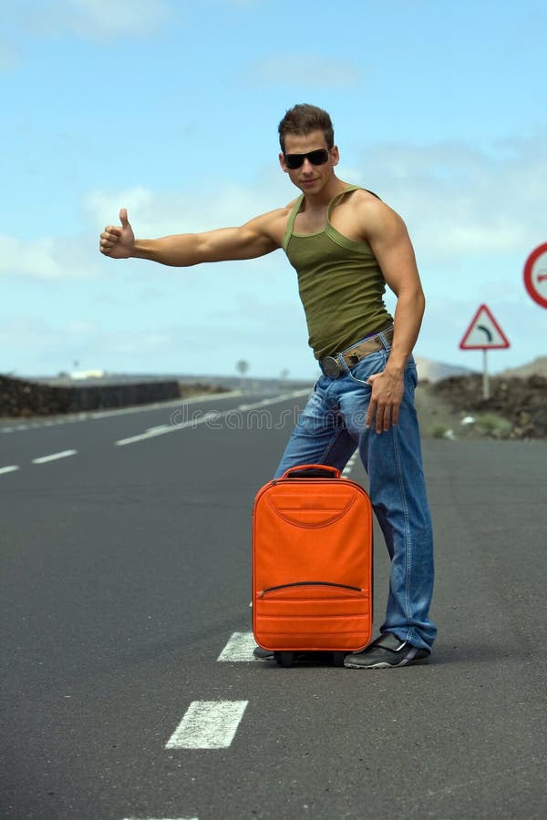 Man hitchhiking stock photo. Image of road, ties, activity - 7104670