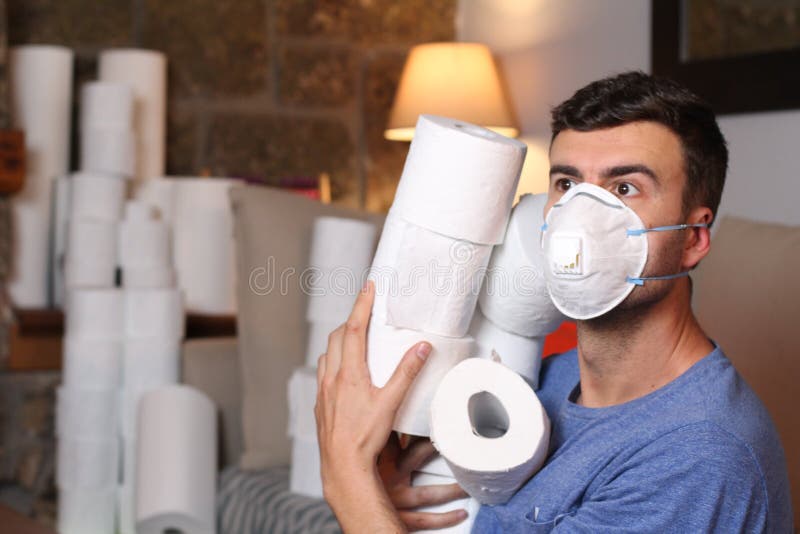Man Hoarding Toilet Paper during Pandemic Stock Photo - Image of canada ...