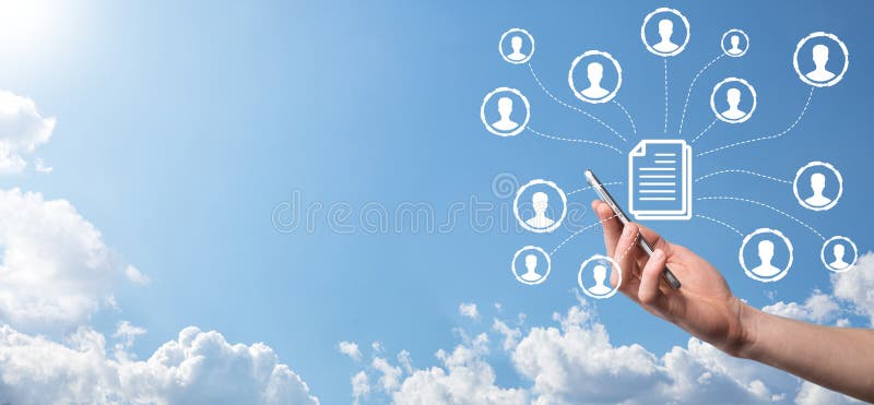 Man Hold Document and User Icon.Corporate Data Management System DMS ...