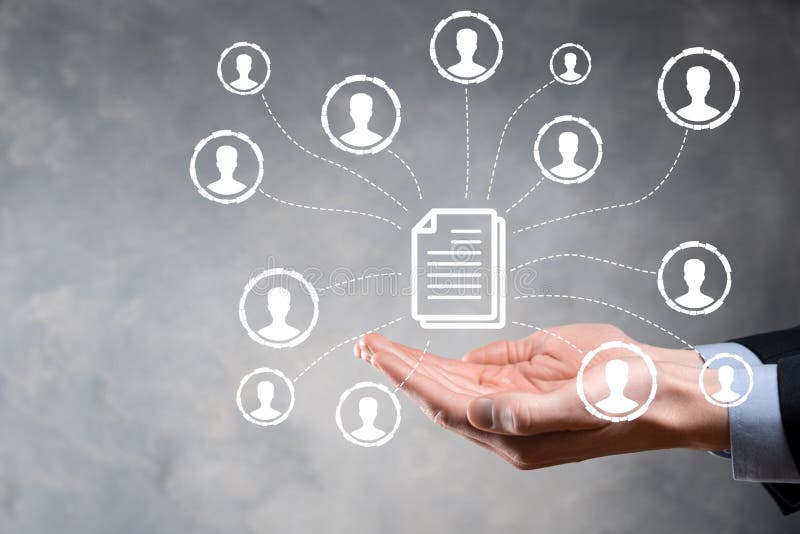 Man Hold Document and User Icon.Corporate Data Management System DMS ...