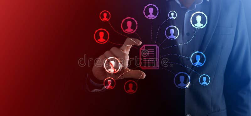 Man Hold Document and User Icon.Corporate Data Management System DMS ...