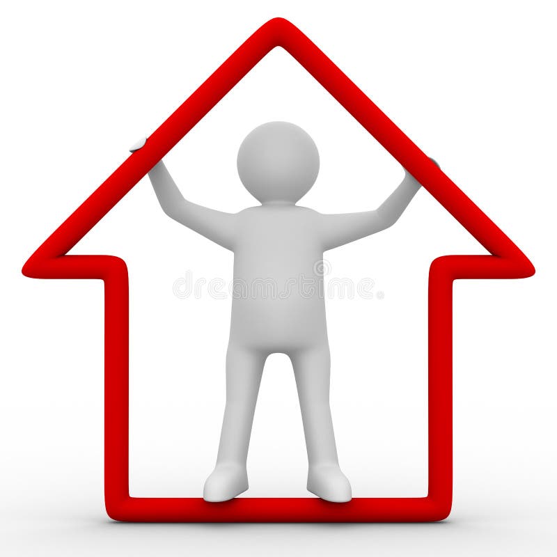 Man hold house in hands stock illustration. Illustration of habitation ...