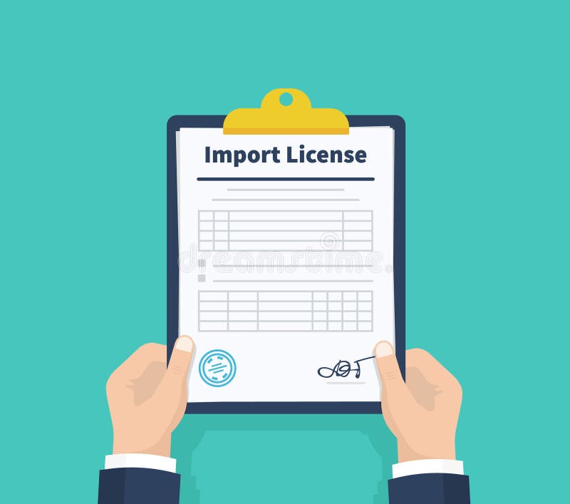 Man Hold Import License. Checklist. Holding the Clipboard. Paperwork ...