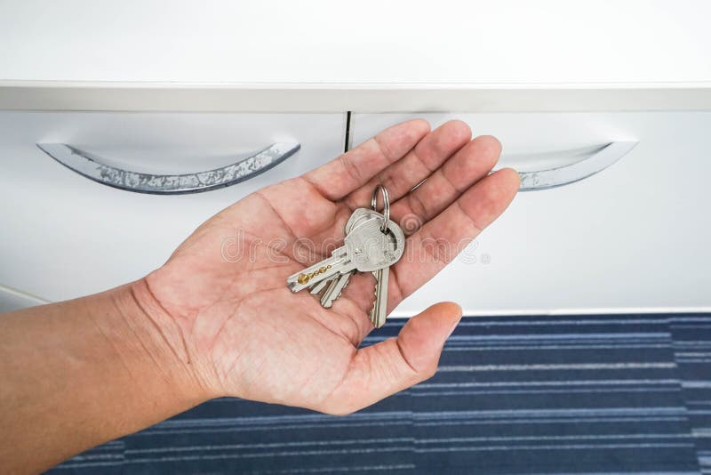 Man Hold Key To Unlock Office Drawer Stock Photo - Image of lock ...