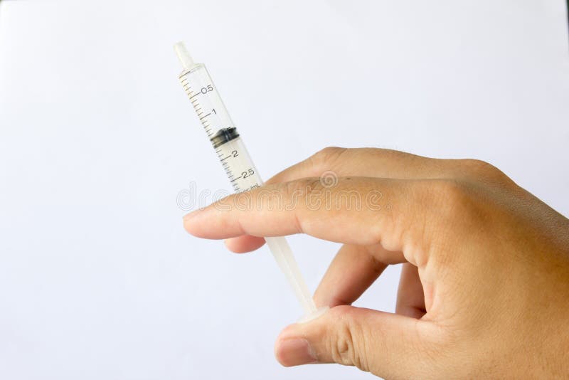 Man Hold the Plastic Syringe Stock Image - Image of clinic, medicament ...