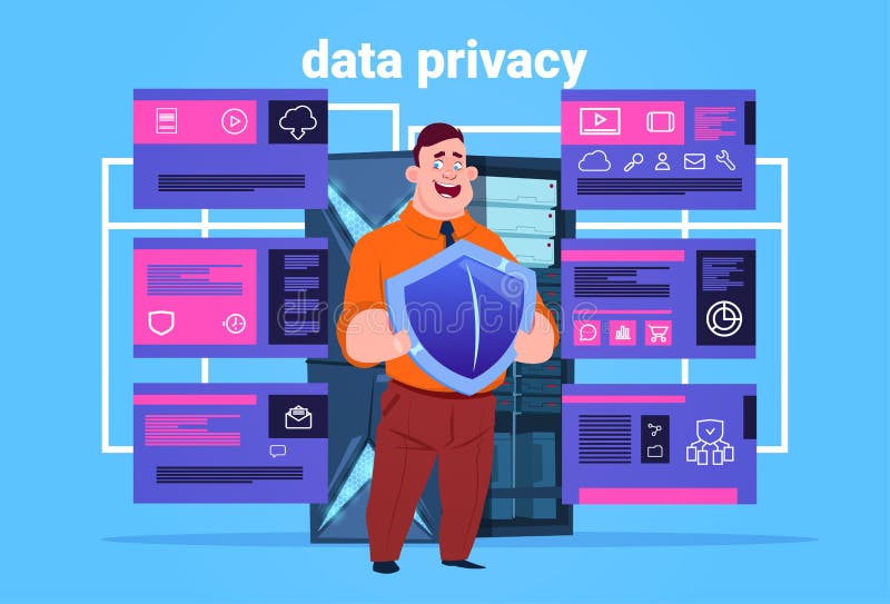 Man Hold Shield Data Privacy Computing Center with Hosting Servers ...