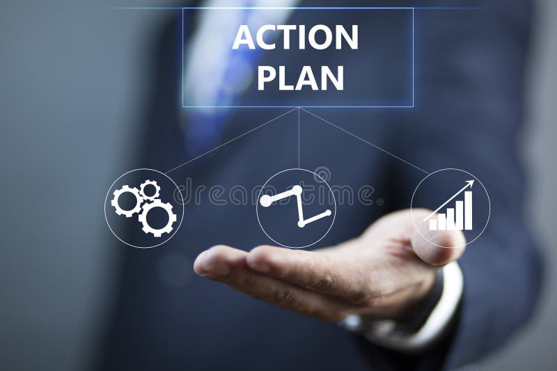Man Holding Action Plan in Screen Stock Image - Image of people, device ...