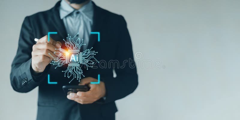 Man Holding AI Connection Network Data. Business Information ...