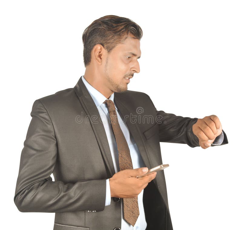 Man Holding Android Phone Professionally Isolated On White Background