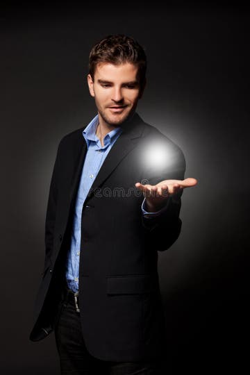 Man Holding the Answer To All Stock Image - Image of guess, show: 22957503