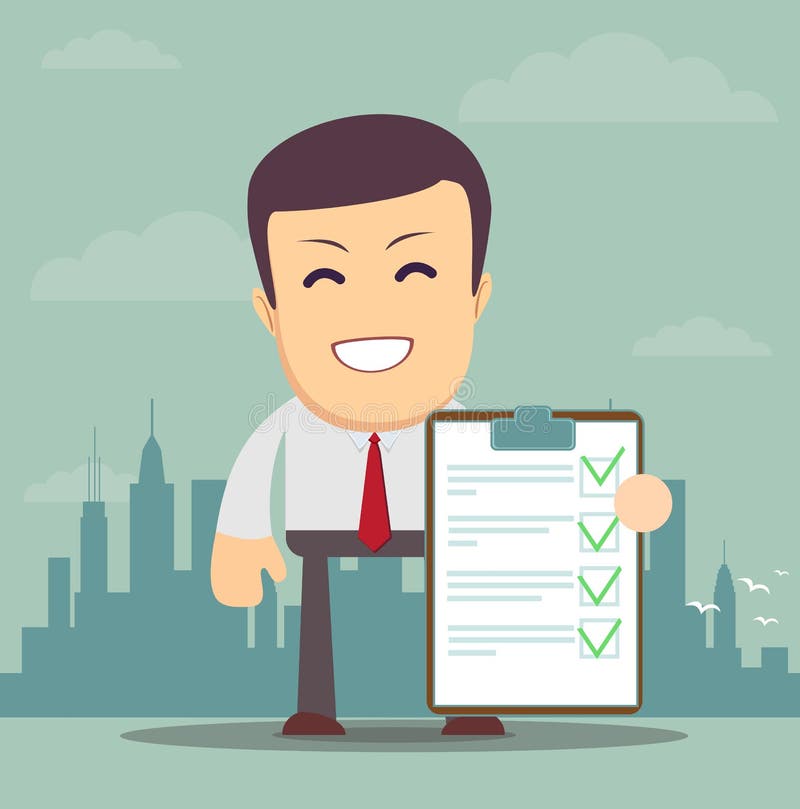 Man Holding a Approved Document Stock Vector - Illustration of rating ...