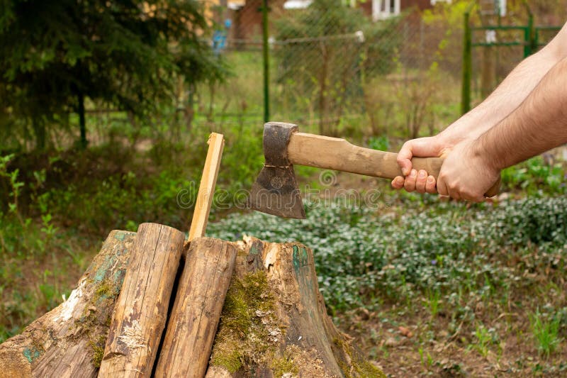 Man Holding Axe in Bare Hands Stock Photo - Image of lumber, people ...