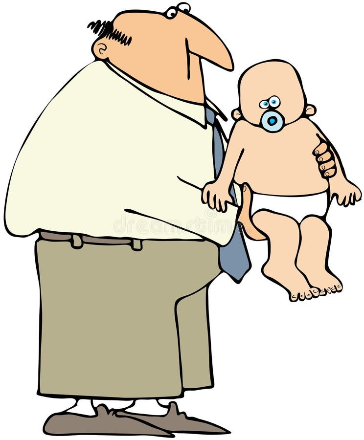 Man Holding a Baby stock illustration. Illustration of cartoon - 15423334