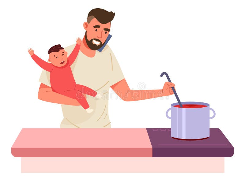 Multitasking Dad Stock Illustrations – 148 Multitasking Dad Stock ...