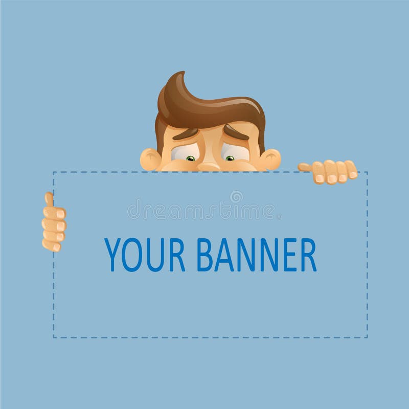 Man Holding a Banner Ad in Hands Stock Vector - Illustration of paper ...