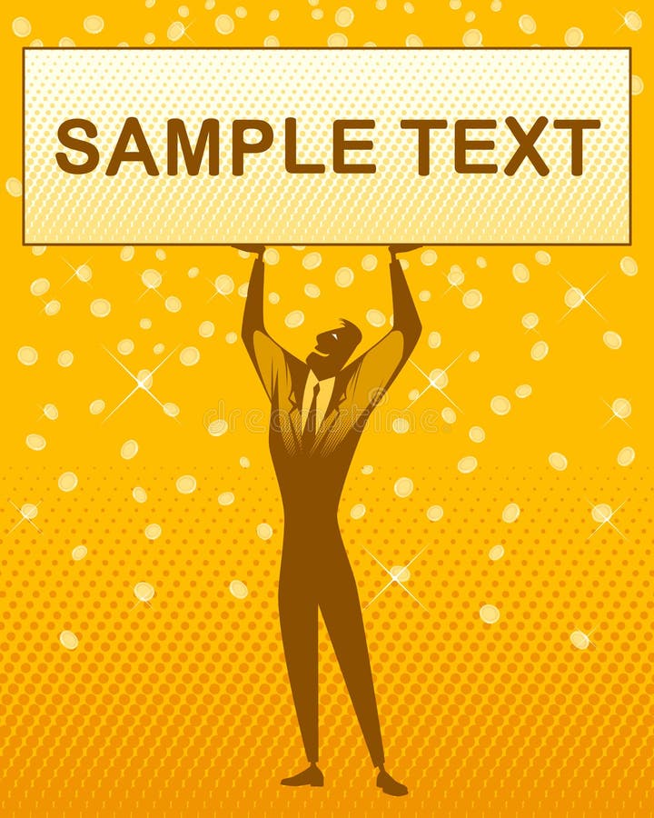 Man holding banner stock vector. Illustration of character - 86516137