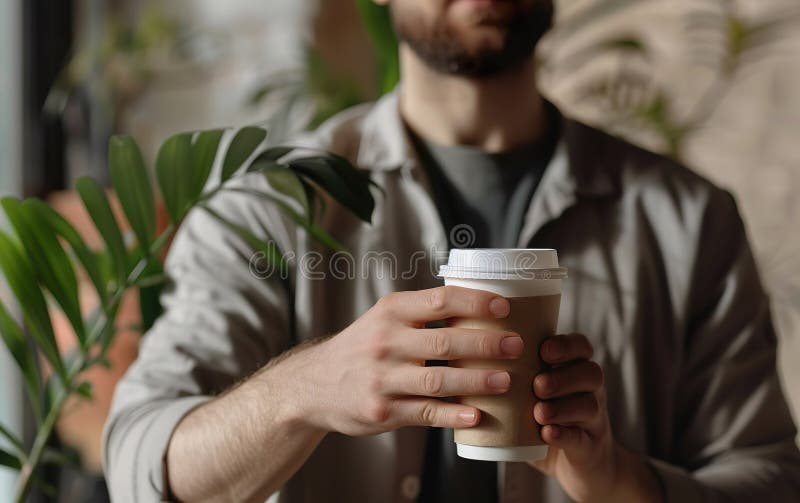 Man Holding Biodegradable Cup. Compostable, Eco Friendly Materials ...