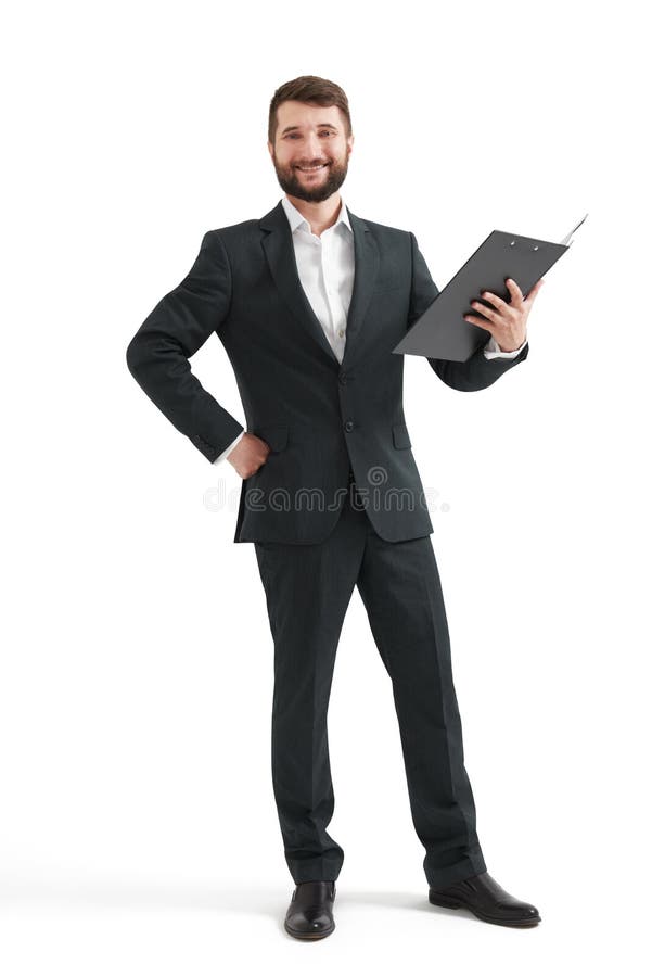 Businessman with Folder Thinking Stock Image - Image of aged, chief ...