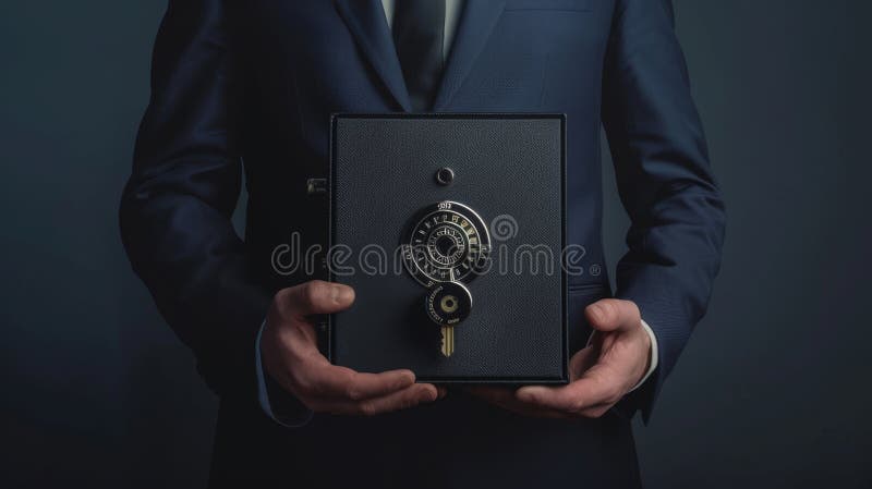 The Man Holding Black Strongbox. AI Generated Stock Illustration ...