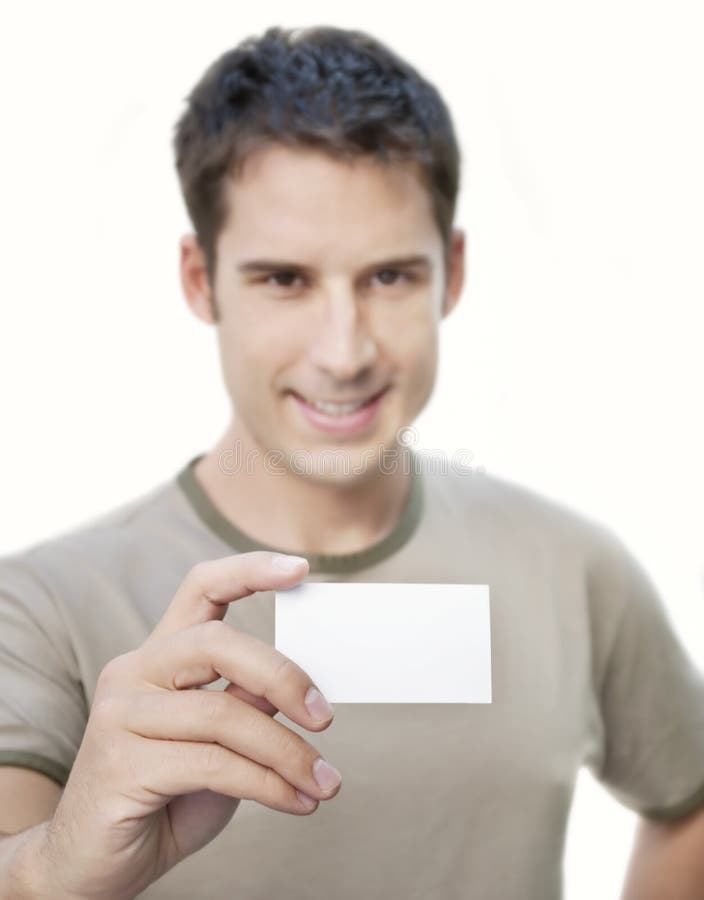 Man holding blank card stock photo. Image of holding - 15972386