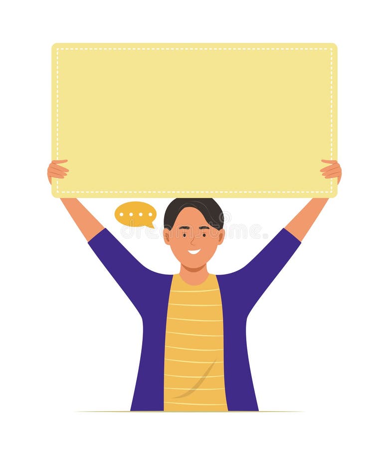 Man Holding Blank Notice Board with Copy Space Concept Illustration ...
