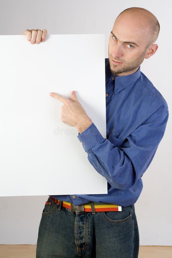 Man holding blank sign stock photo. Image of board, blank - 3653490