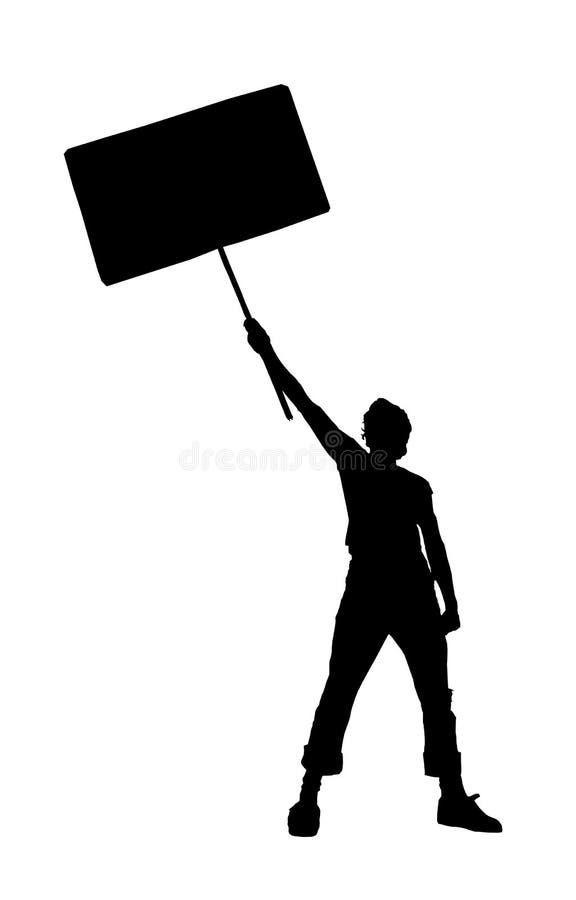 Man holding a blank sign stock vector. Illustration of fight - 5750750