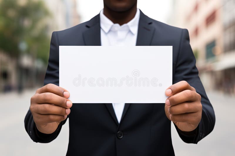 A Man Holding a Blank White Sign in His Hands. Generative AI Stock ...