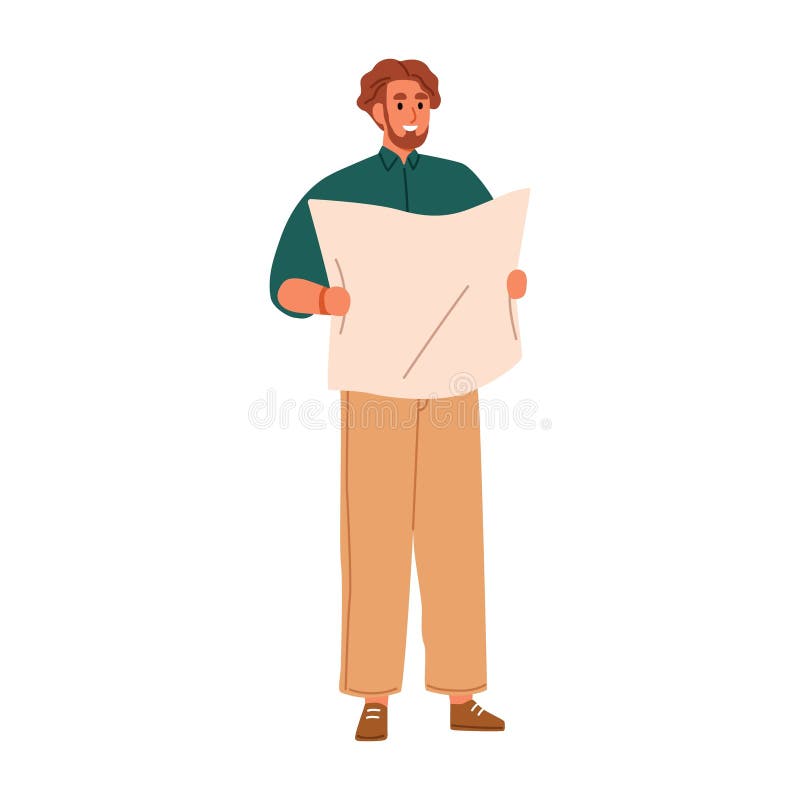 Man Carrying Blueprints Engineer Man Holding Blueprint Checking And