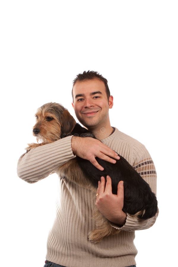 Man Holding a Borkie Dog stock photo. Image of happy - 24582004