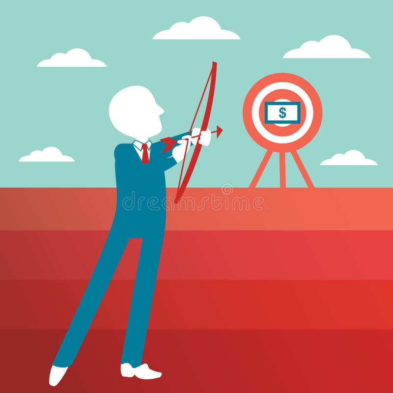 Man Holding Bow and Arrow. Vector Illustration Decorative Design Stock ...