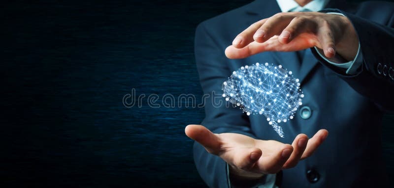Man Holding Brain. Inspiration and Creativity. Stock Photo - Image of ...