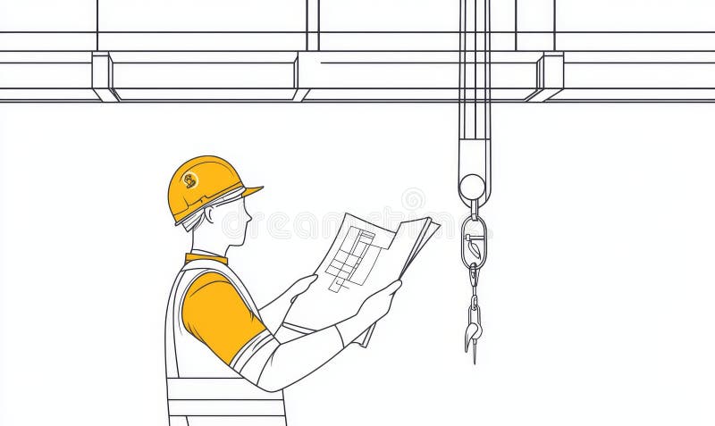 A Man Holding a Building Plan Wears a Yellow Hardhat, Plus a ...