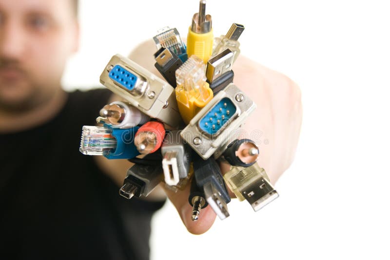 Man holding cables stock photo. Image of connect, colorful - 12990722