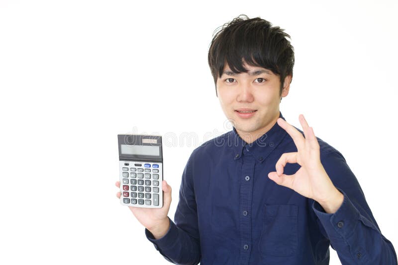 Man holding a calculator stock image. Image of asian - 139227313