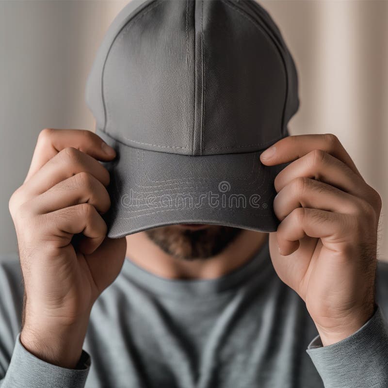 Man holding cap stock illustration. Illustration of people - 309007327