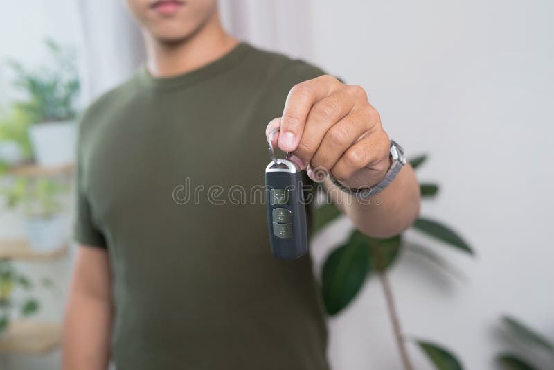 Man Holding Car Key To Show Up Stock Photo - Image of rental, driver ...