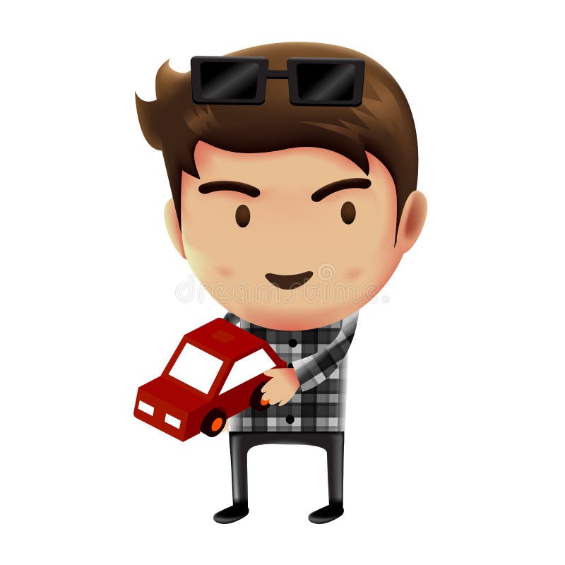 Man Holding Car Model, Businessman Working, Character Design Stock ...