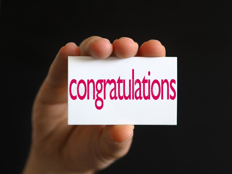Man Holding Card with Congratulations Stock Photo - Image of ideas ...