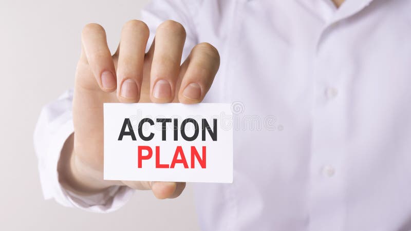 Man Holding a Card with Text ACTION PLAN Stock Photo - Image of success ...