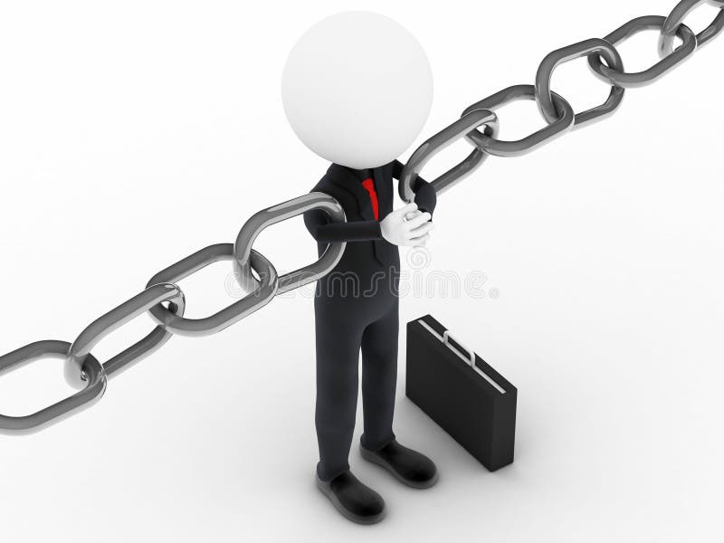Man Holding a Chain Together Stock Illustration - Illustration of ...