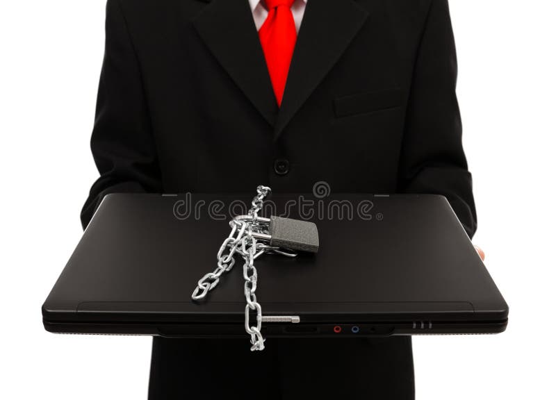 Man chained to computer stock photo. Image of media, desk - 50763118