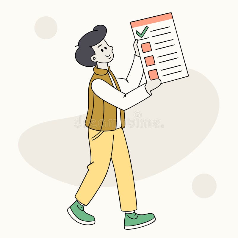 Man Holding Checklist Illustration Stock Illustration - Illustration of ...
